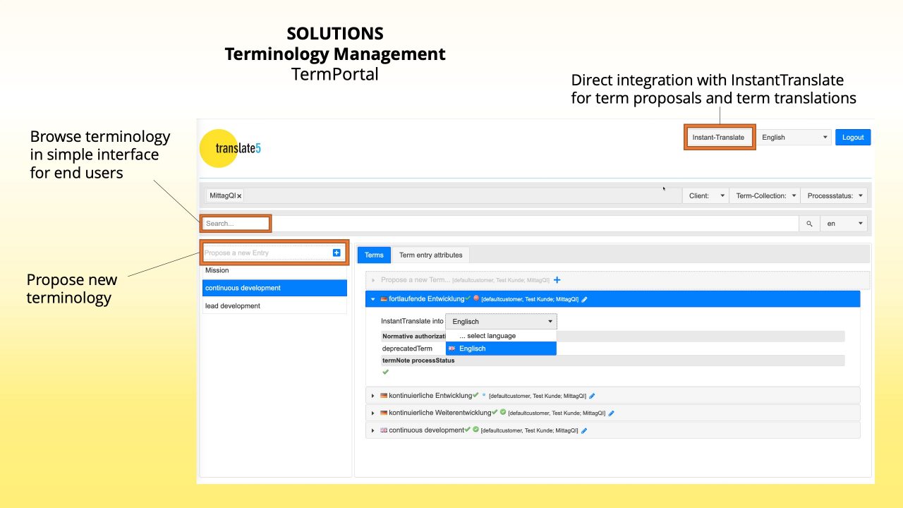 Solutions: TermPortal – Terminology management – translate5